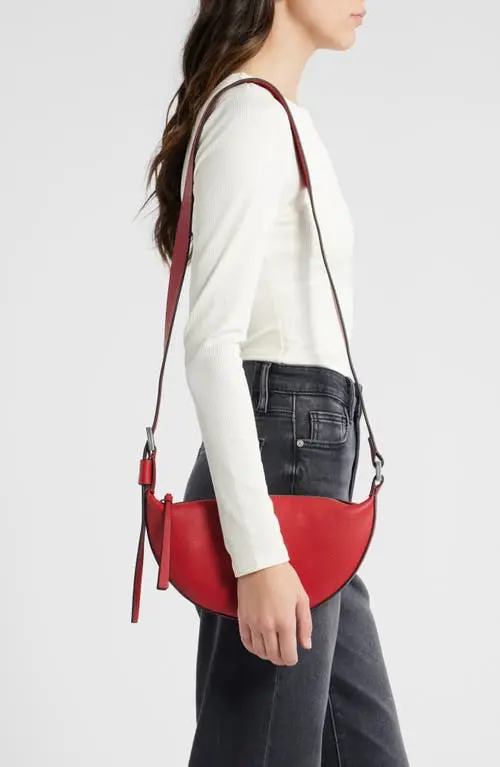 ALLSAINTS Half Moon Leather Crossbody Bag - Gala Red