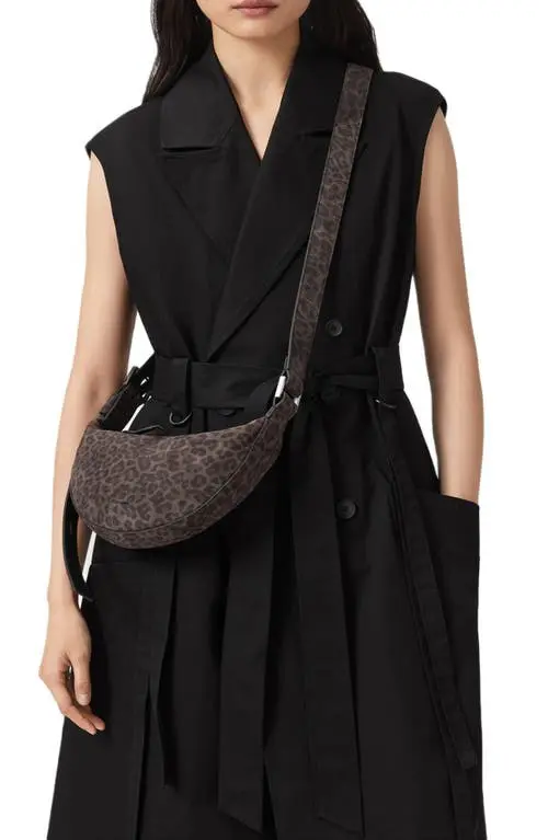 ALLSAINTS Half Moon Leather Crossbody Bag - Leppo Brown