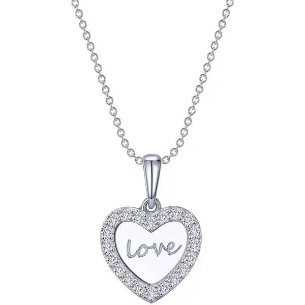 Lafonn Love Heart Simulated Diamond Pendant Necklace - White
