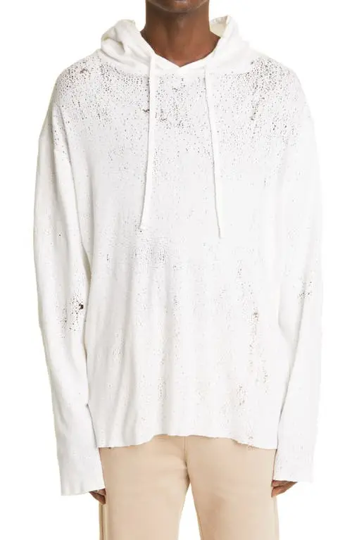 1017 Alyx 9sm Destroyed Cotton Hoodie In White - 70% Off