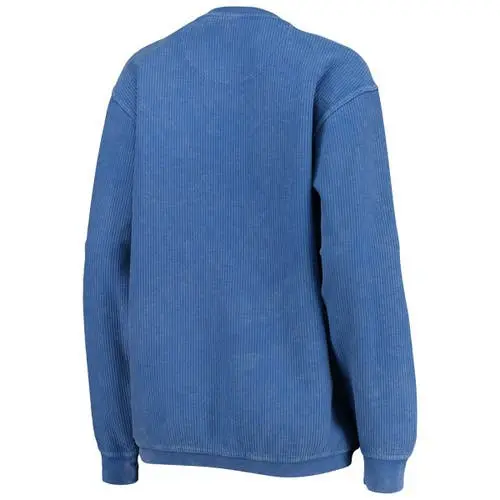 PRESSBOX Smu Mustangs Comfy Cord Vintage Wash Pullover Sweatshirt - Royal