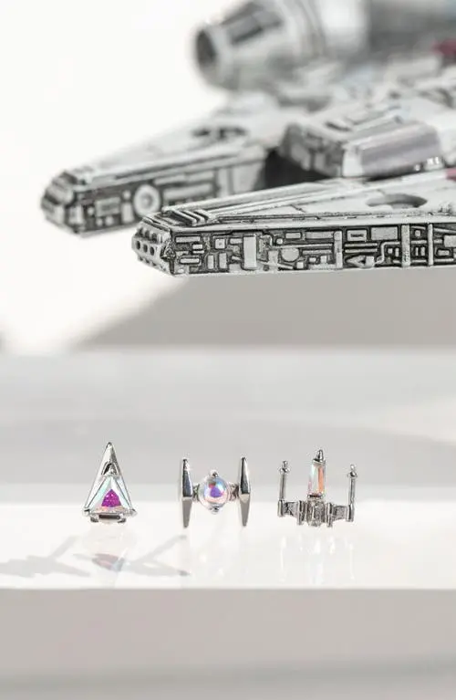 GIRLS CREW Star Wars™ Starfighter Stud Earring Set - Silver