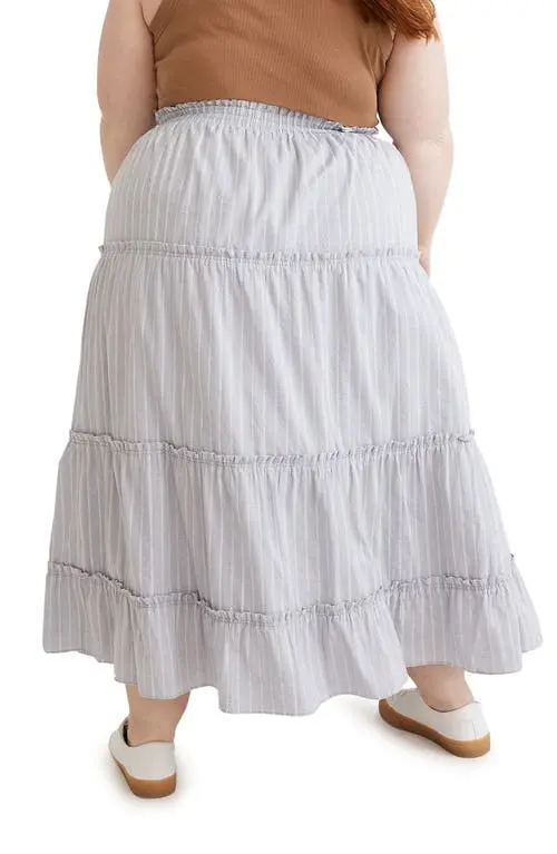 Madewell Striped Ruffle Tiered Maxi Skirt