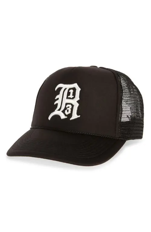 R13 Embroidered Logo Trucker Cap - Black