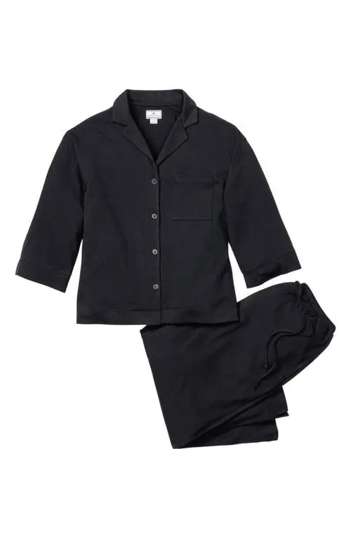 PETITE PLUME Olivia Wide Leg Pima Cotton Pajamas - Black