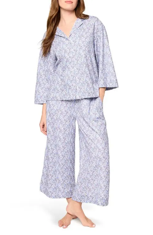PETITE PLUME Olivia Wide Leg Pima Cotton Pajamas - Blue