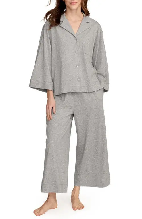 PETITE PLUME Olivia Wide Leg Pima Cotton Pajamas - Grey