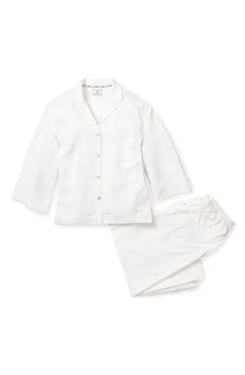 PETITE PLUME Olivia Wide Leg Pima Cotton Pajamas - White