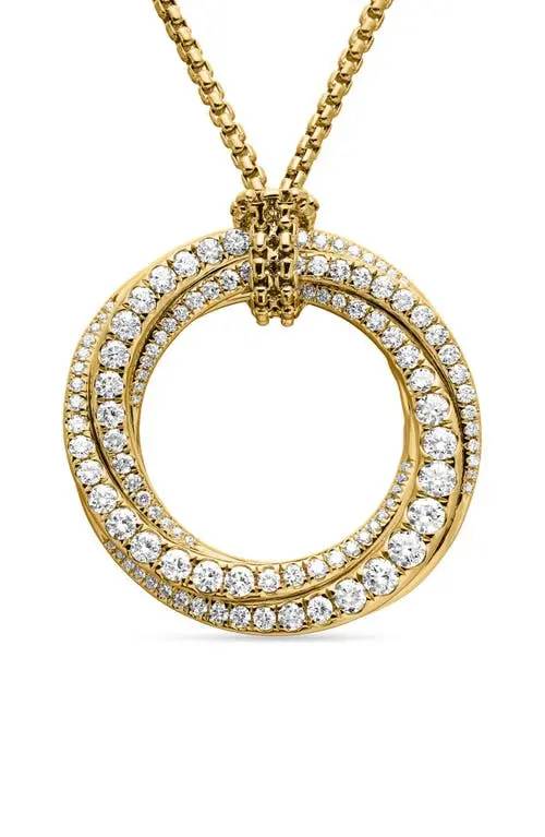 David Yurman Pavé Crossover Pendant Necklace - 18k Yellow Gold
