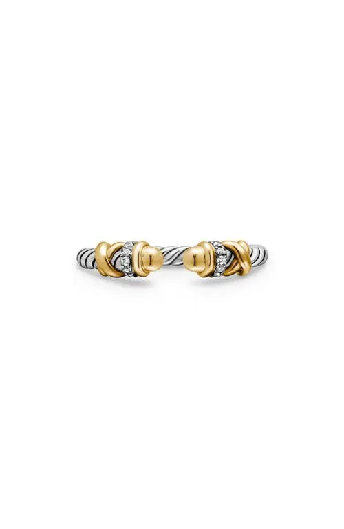 David Yurman Petite Helena Open Ring With Diamonds And 18k Gold - Gold Dome