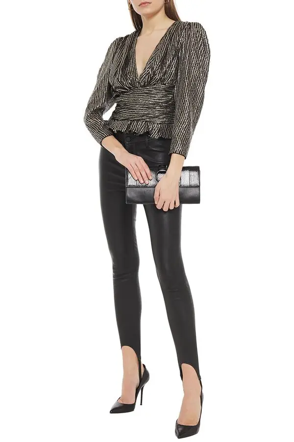 IRO PARIS Ciota Ruched Sequined Georgette Top