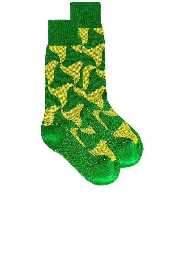 Bottega Veneta Wavy Triangle Cashmere Socks - Parakeet & Kiwi
