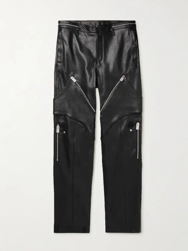 Moncler Alyx Straight-leg Panelled Leather Trousers - Black