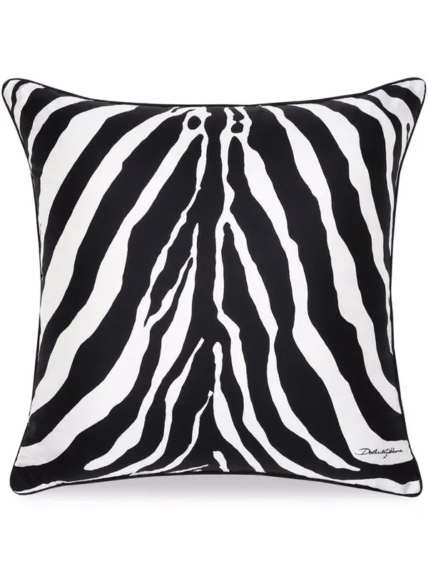 Dolce & Gabbana Zebra-print Silk Twill Cushion - White