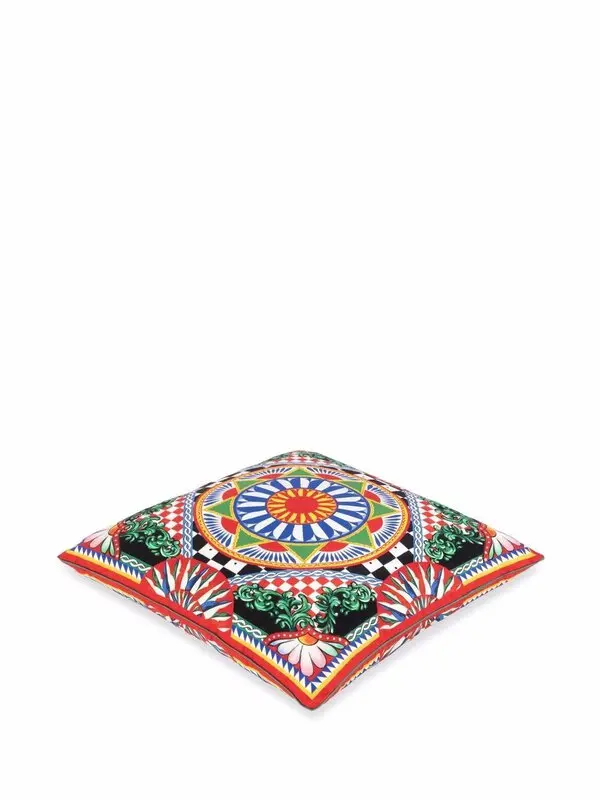 Dolce & Gabbana Small Carretto-print Square Silk Cushion