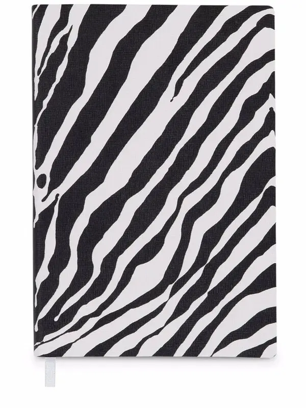 Dolce & Gabbana Medium Zebra-print Leather Ruled Notebook - Black