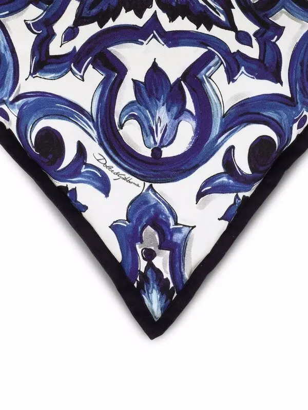 Dolce & Gabbana Small Blu Mediterraneo-print Canvas Cushion