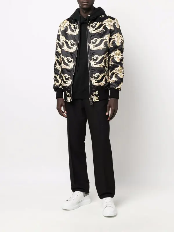 Philipp Plein Gothic-print Quilted Bomber Jacket