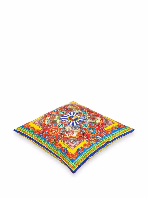 Dolce & Gabbana Medium Carretto-print Square Silk Cushion