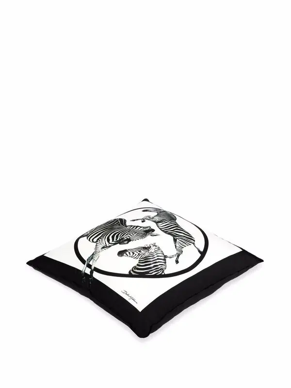 Dolce & Gabbana Medium Zebra-print Silk Cushion - White