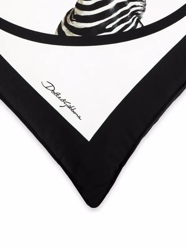 Dolce & Gabbana Medium Zebra-print Silk Cushion - White