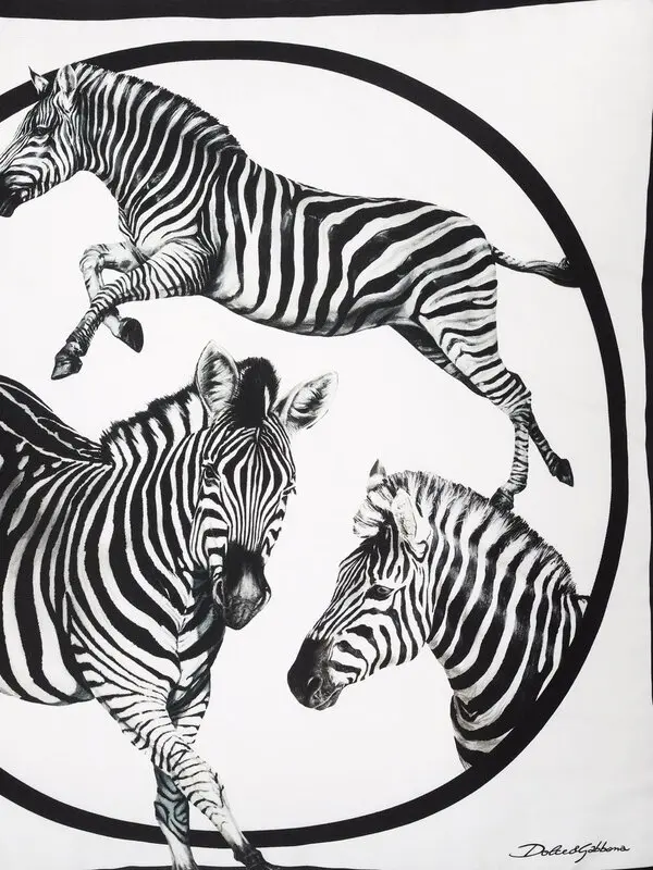 Dolce & Gabbana Medium Zebra-print Silk Cushion - White