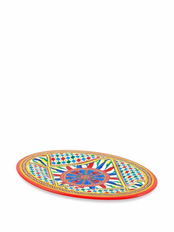 Dolce & Gabbana Carretto-print Wood Tray