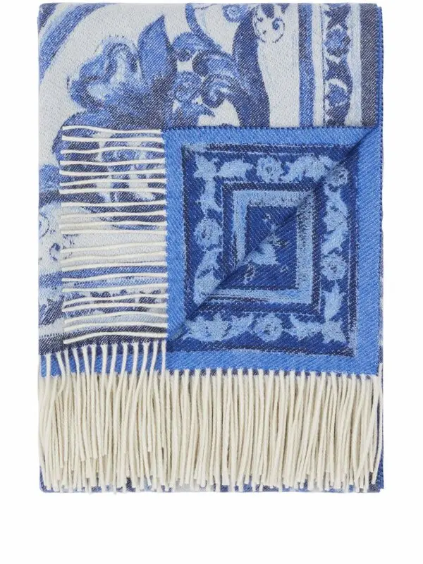 Dolce & Gabbana Mediterranean Jacquard Blanket - Blue