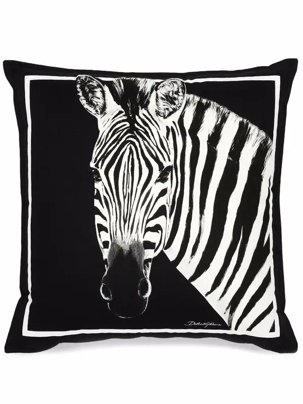 Dolce & Gabbana Zebra-print Square Cushion - Black