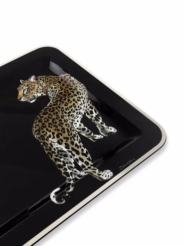 Dolce & Gabbana Medium Leopard-print Wood Tray