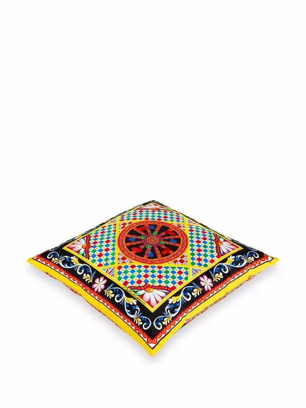 Dolce & Gabbana Small Carretto-print Duchesse Cotton Cushion