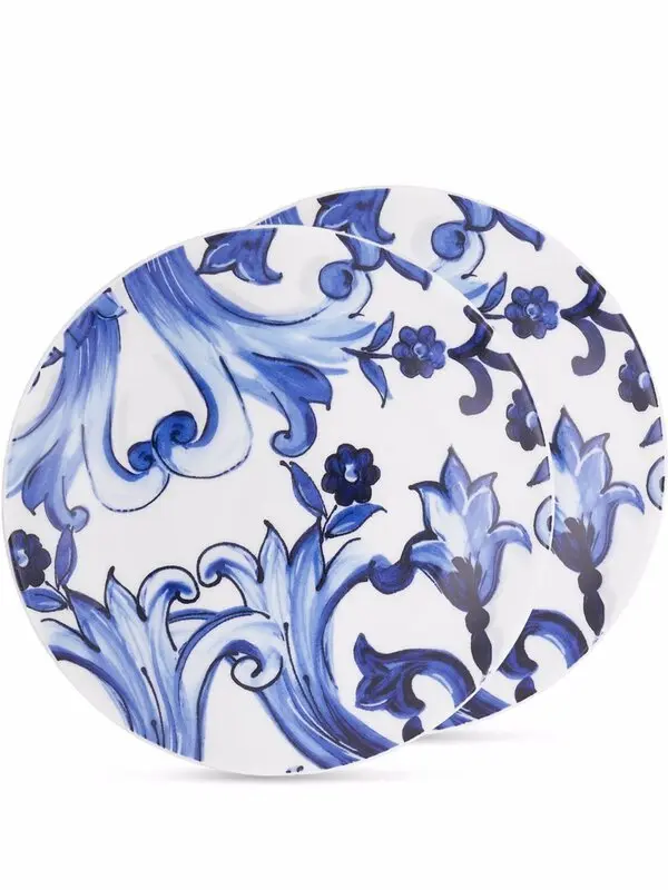 Dolce & Gabbana Blu Mediterraneo Porcelain Dessert Plates - White