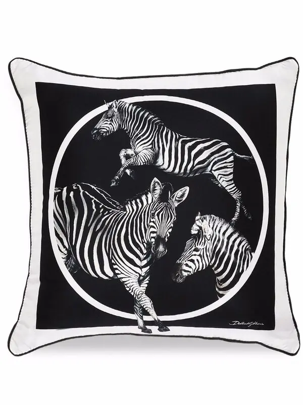 Dolce & Gabbana Zebra-print Silk Twill Cushion - Black