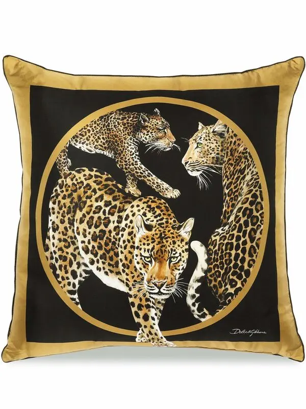 Dolce & Gabbana Leopard-print Silk Cushion - Black