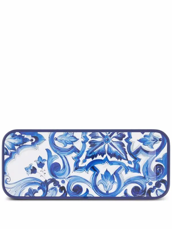 Dolce & Gabbana Small Mediterraneo-print Wooden Tray - Blue