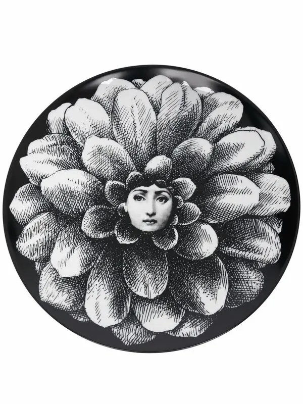 FORNASETTI Decorative Porcelain Plate - Black