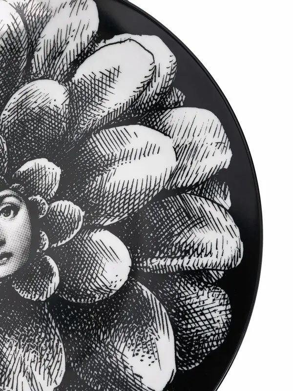 FORNASETTI Decorative Porcelain Plate - Black