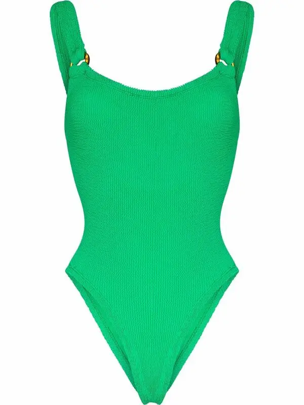 Hunza G Domino Crinkle-effect Swimsuit - Green