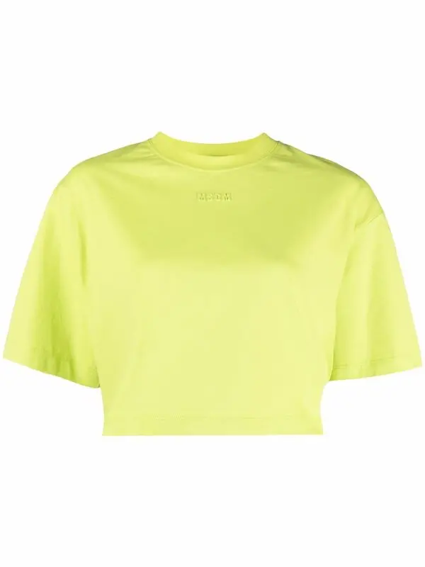 MSGM Logo-print Cropped T-shirt - Green