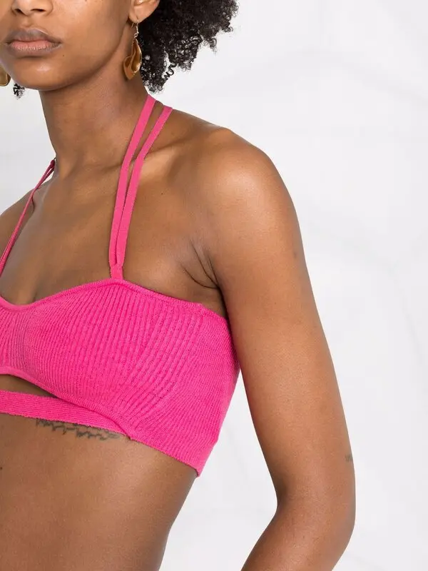 Jacquemus Ribbed-knit Crop Top - Pink