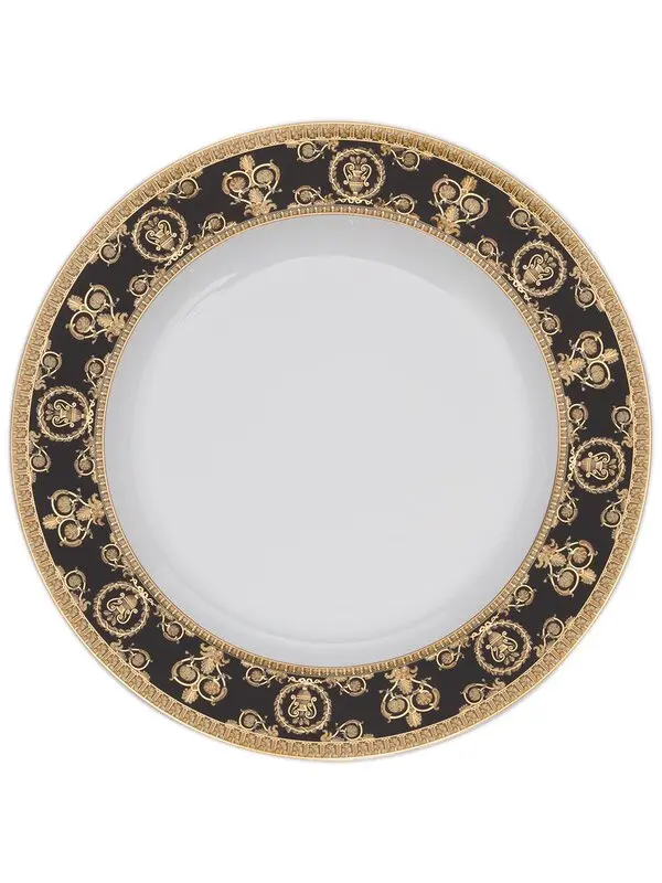 Versace I Heart Baroque Ceramic Plate - Black