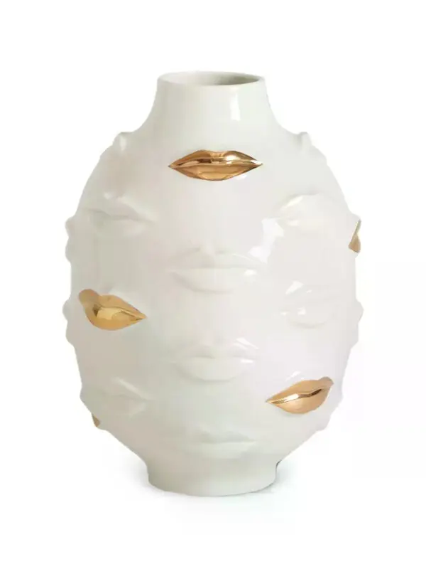Jonathan Adler Gilded Gala Porcelain Vase - White