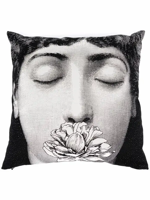 FORNASETTI Lina Cavalieri-print Cushion - White