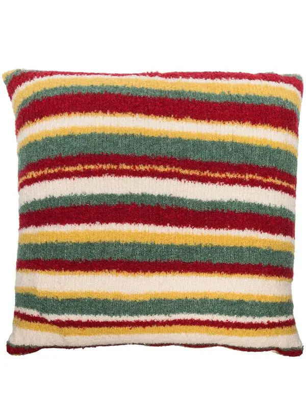 THE ELDER STATESMAN Teddy Stripe Knitted Cushion - Yellow