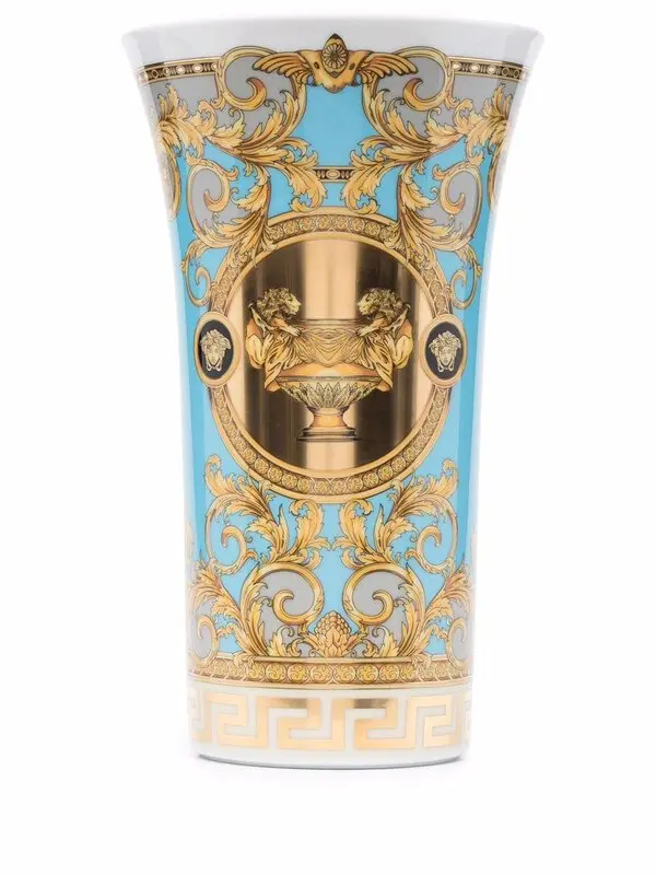 Versace Barocco-print Porcelain Vase - Blue