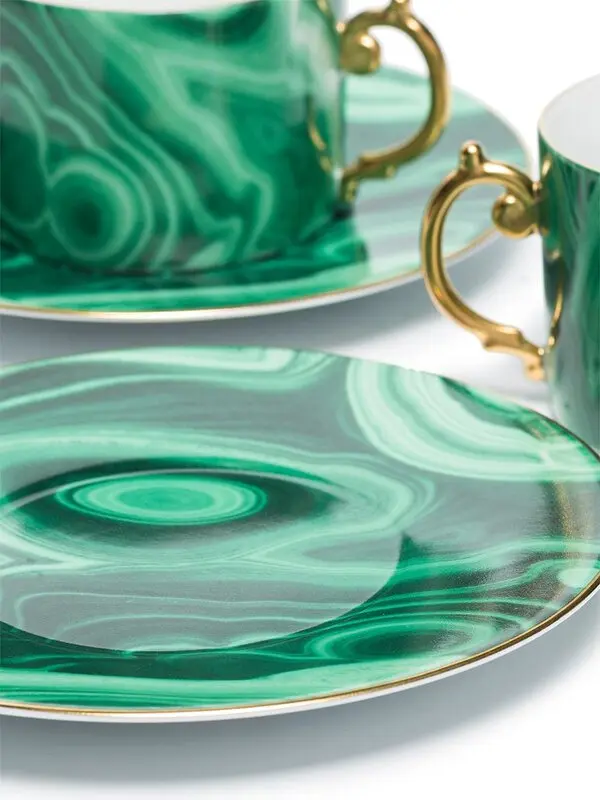 L'Objet Set Of 2 Malachite Tea Cup And Saucer - Green