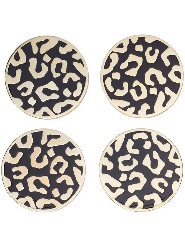 L'Objet Leopard-print Set Of Four Coasters