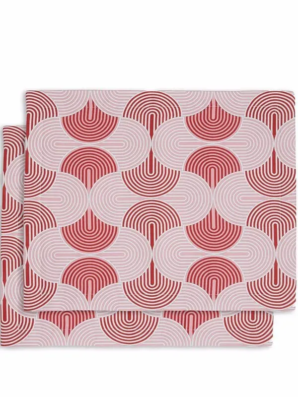 La DoubleJ Set Of 2 Geometric-print Table Mats - White