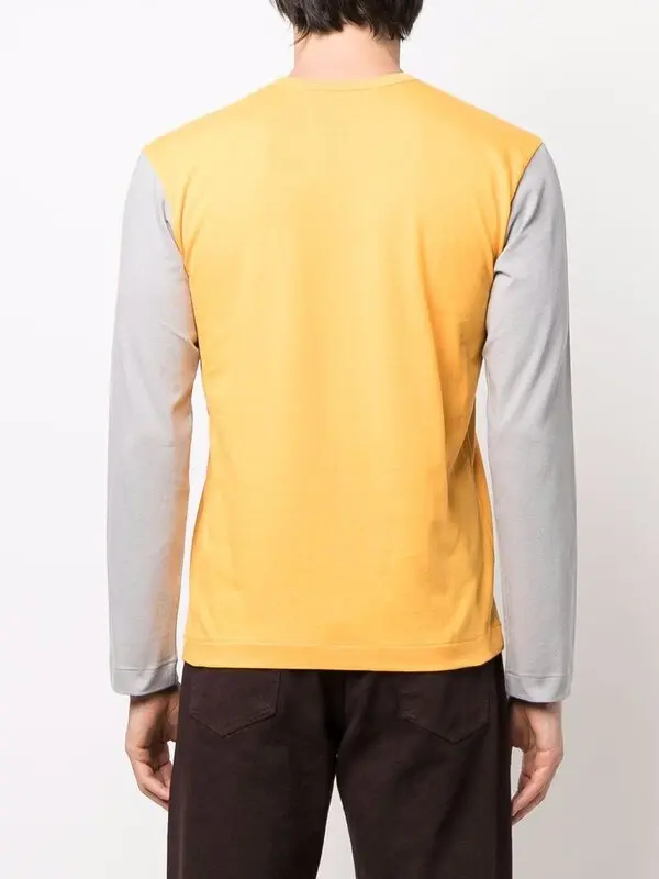 Play Comme Des Garcon Logo-embroidered Colour-block T-shirt - Orange