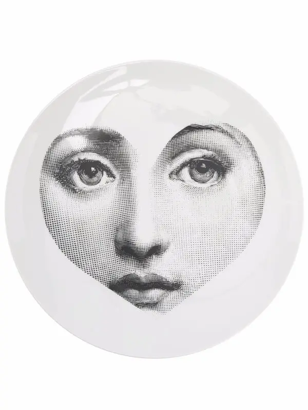FORNASETTI Heart Face Ceramic Plate - White